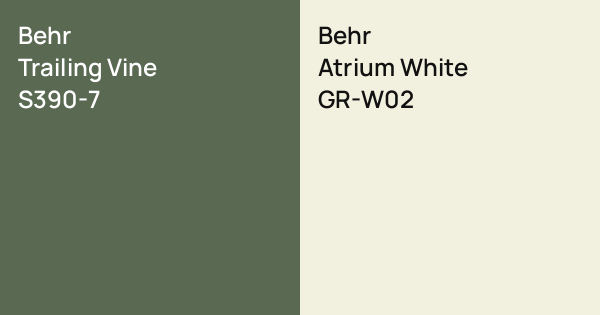 Behr Trailing Vine vs. Behr Atrium White comparison