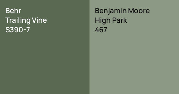 Behr Trailing Vine vs. Benjamin Moore High Park comparison