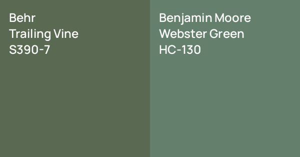 Behr Trailing Vine vs. Benjamin Moore Webster Green comparison