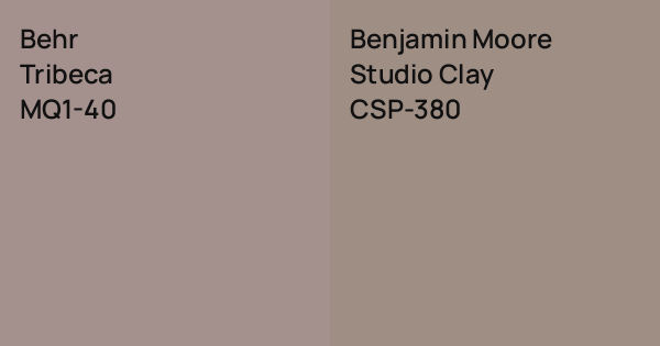 Behr Tribeca vs. Benjamin Moore Studio Clay comparison