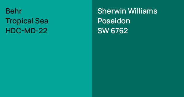 Behr Tropical Sea vs. Sherwin Williams Poseidon comparison