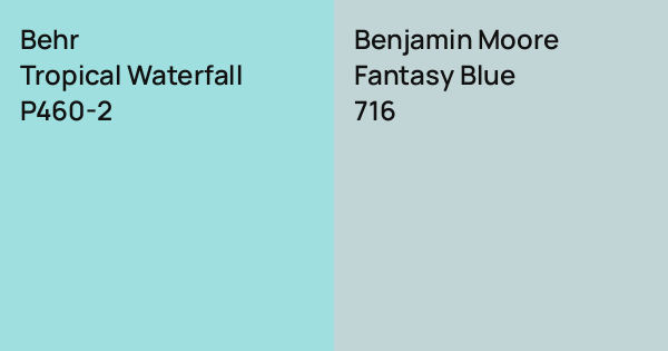 Behr Tropical Waterfall vs. Benjamin Moore Fantasy Blue comparison