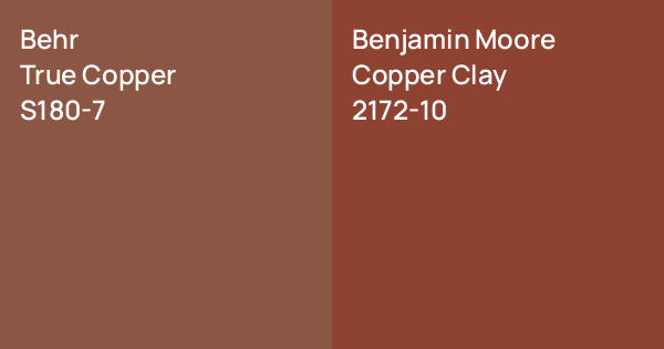 Behr True Copper vs. Benjamin Moore Copper Clay comparison