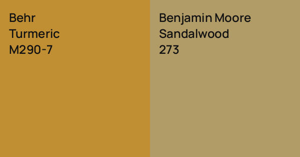 Behr Turmeric vs. Benjamin Moore Sandalwood comparison
