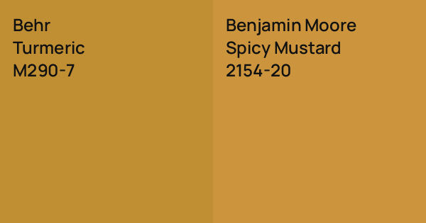 Behr Turmeric vs. Benjamin Moore Spicy Mustard comparison