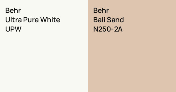 Behr Ultra Pure White vs. Behr Bali Sand comparison