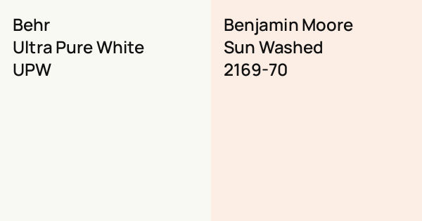Behr Ultra Pure White vs. Benjamin Moore Sun Washed comparison
