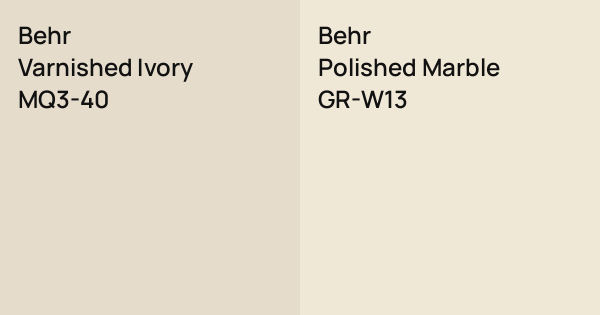 Behr Varnished Ivory vs. Behr Polished Marble comparison