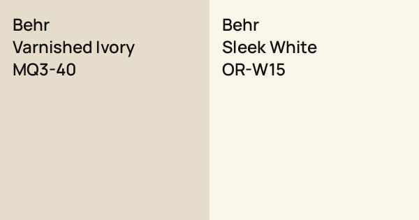 Behr Varnished Ivory vs. Behr Sleek White comparison