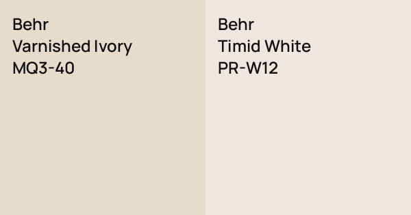 Behr Varnished Ivory vs. Behr Timid White comparison
