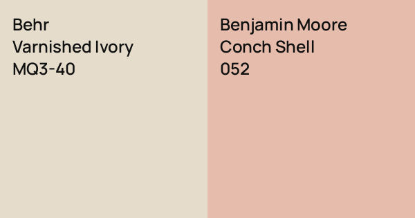 Behr Varnished Ivory vs. Benjamin Moore Conch Shell comparison