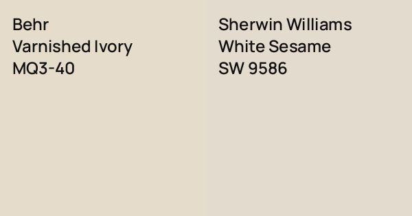 Behr Varnished Ivory vs. Sherwin Williams White Sesame comparison