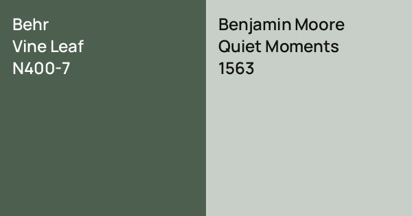 Behr Vine Leaf vs. Benjamin Moore Quiet Moments comparison