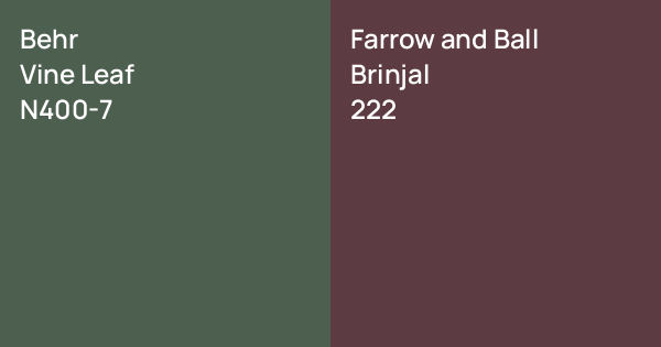 Behr Vine Leaf vs. Farrow and Ball Brinjal comparison