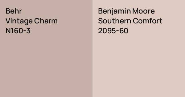 Behr Vintage Charm vs. Benjamin Moore Southern Comfort comparison