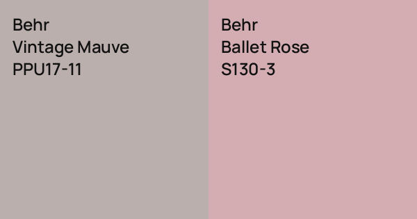 Behr Vintage Mauve vs. Behr Ballet Rose comparison
