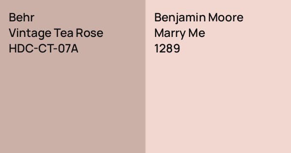 Behr Vintage Tea Rose vs. Benjamin Moore Marry Me comparison