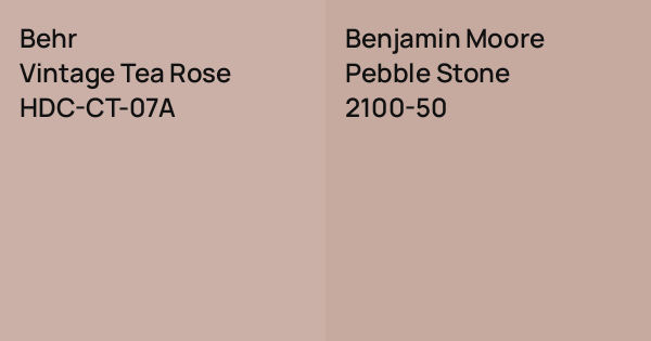 Behr Vintage Tea Rose vs. Benjamin Moore Pebble Stone comparison
