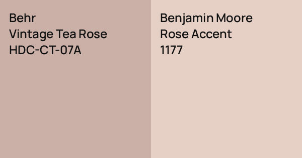 Behr Vintage Tea Rose vs. Benjamin Moore Rose Accent comparison
