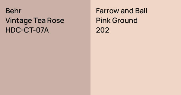 Behr Vintage Tea Rose vs. Farrow and Ball Pink Ground comparison