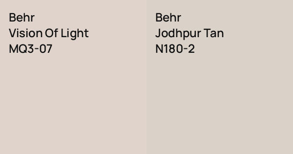 Behr Vision Of Light vs. Behr Jodhpur Tan comparison