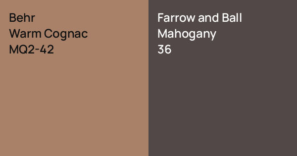 Behr Warm Cognac vs. Farrow and Ball Mahogany comparison
