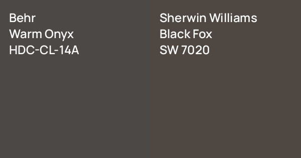 Behr Warm Onyx vs. Sherwin Williams Black Fox comparison