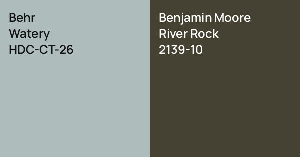 Behr Watery vs. Benjamin Moore River Rock comparison