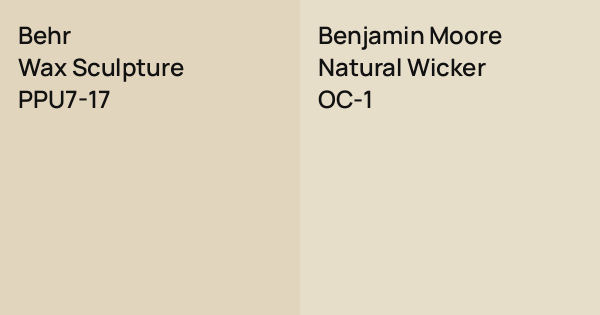 Behr Wax Sculpture vs. Benjamin Moore Natural Wicker comparison