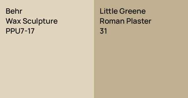 Behr Wax Sculpture vs. Little Greene Roman Plaster comparison