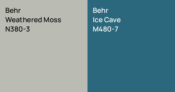 Behr Weathered Moss vs. Behr Ice Cave comparison