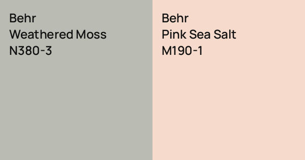 Behr Weathered Moss vs. Behr Pink Sea Salt comparison