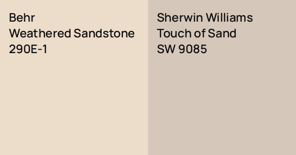 Behr Weathered Sandstone vs. Sherwin Williams Touch of Sand comparison