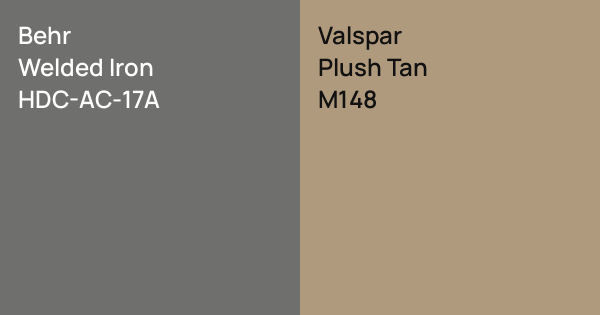 Behr Welded Iron vs. Valspar Plush Tan comparison