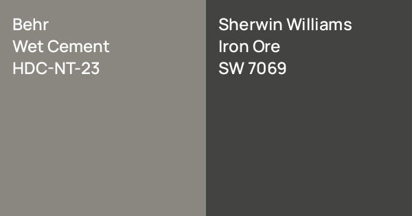 Behr Wet Cement vs. Sherwin Williams Iron Ore comparison