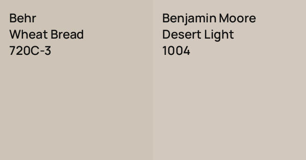 Behr Wheat Bread vs. Benjamin Moore Desert Light comparison