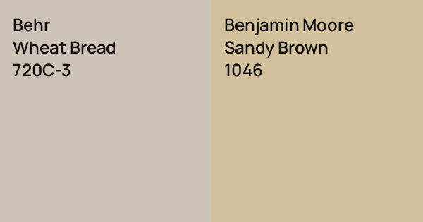 Behr Wheat Bread vs. Benjamin Moore Sandy Brown comparison