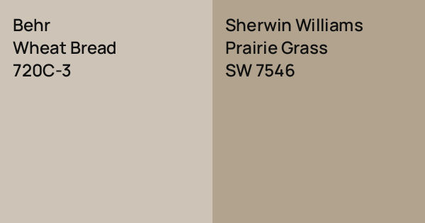 Behr Wheat Bread vs. Sherwin Williams Prairie Grass comparison