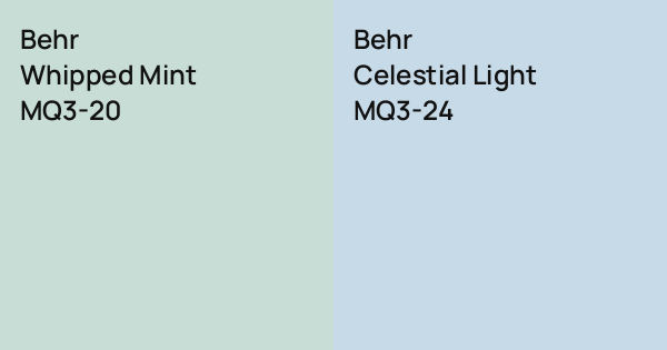 Behr Whipped Mint vs. Behr Celestial Light comparison