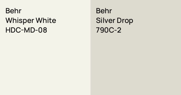 Behr Whisper White vs. Behr Silver Drop comparison