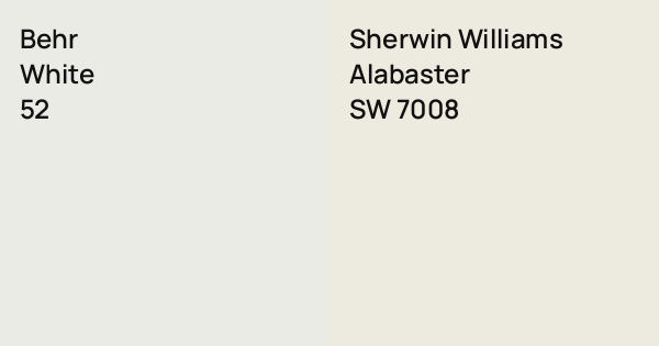 Behr White vs. Sherwin Williams Alabaster comparison