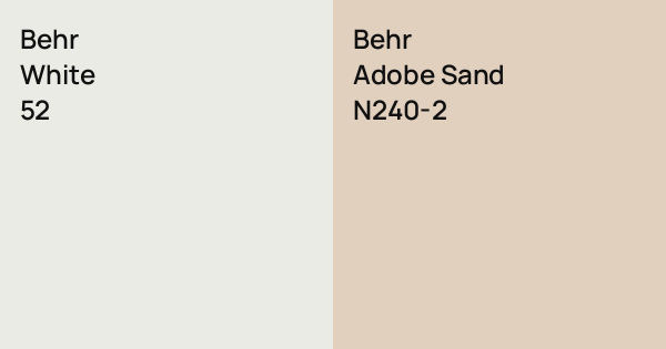 Behr White vs. Behr Adobe Sand comparison