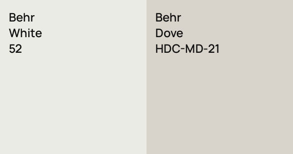 Behr White vs. Behr Dove comparison