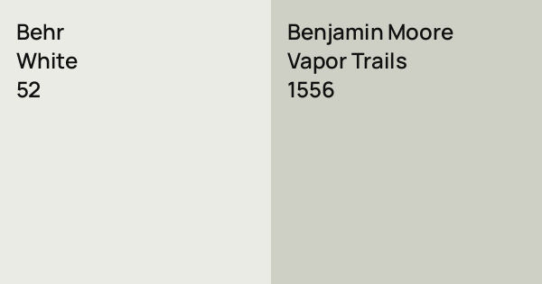Behr White vs. Benjamin Moore Vapor Trails comparison