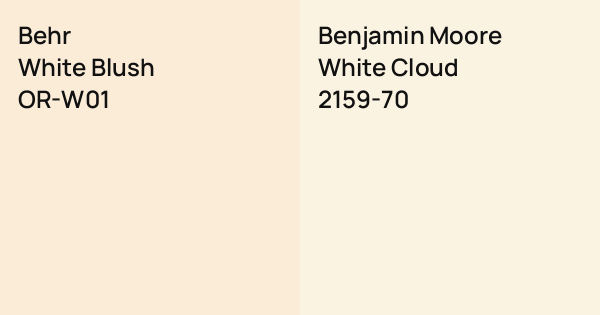 Behr White Blush vs. Benjamin Moore White Cloud comparison