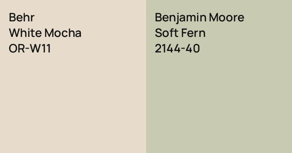Behr White Mocha vs. Benjamin Moore Soft Fern comparison