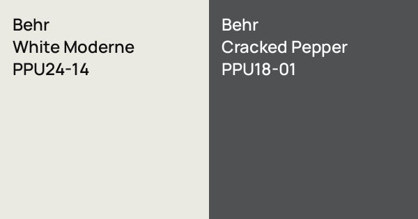 Behr White Moderne vs. Behr Cracked Pepper comparison
