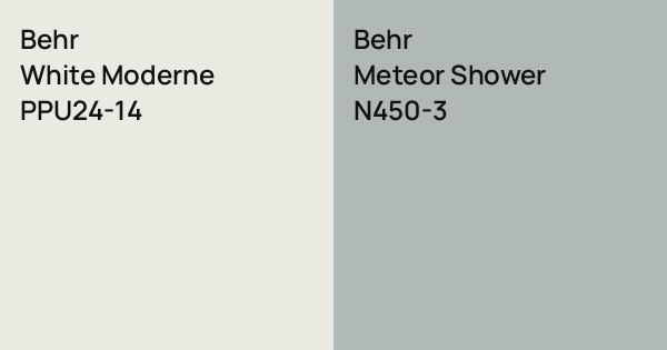 Behr White Moderne vs. Behr Meteor Shower comparison