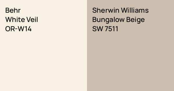 Behr White Veil vs. Sherwin Williams Bungalow Beige comparison