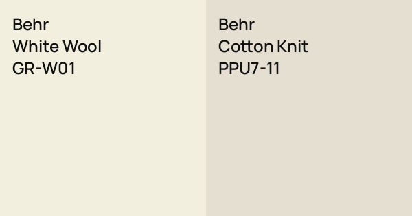 Behr White Wool vs. Behr Cotton Knit comparison
